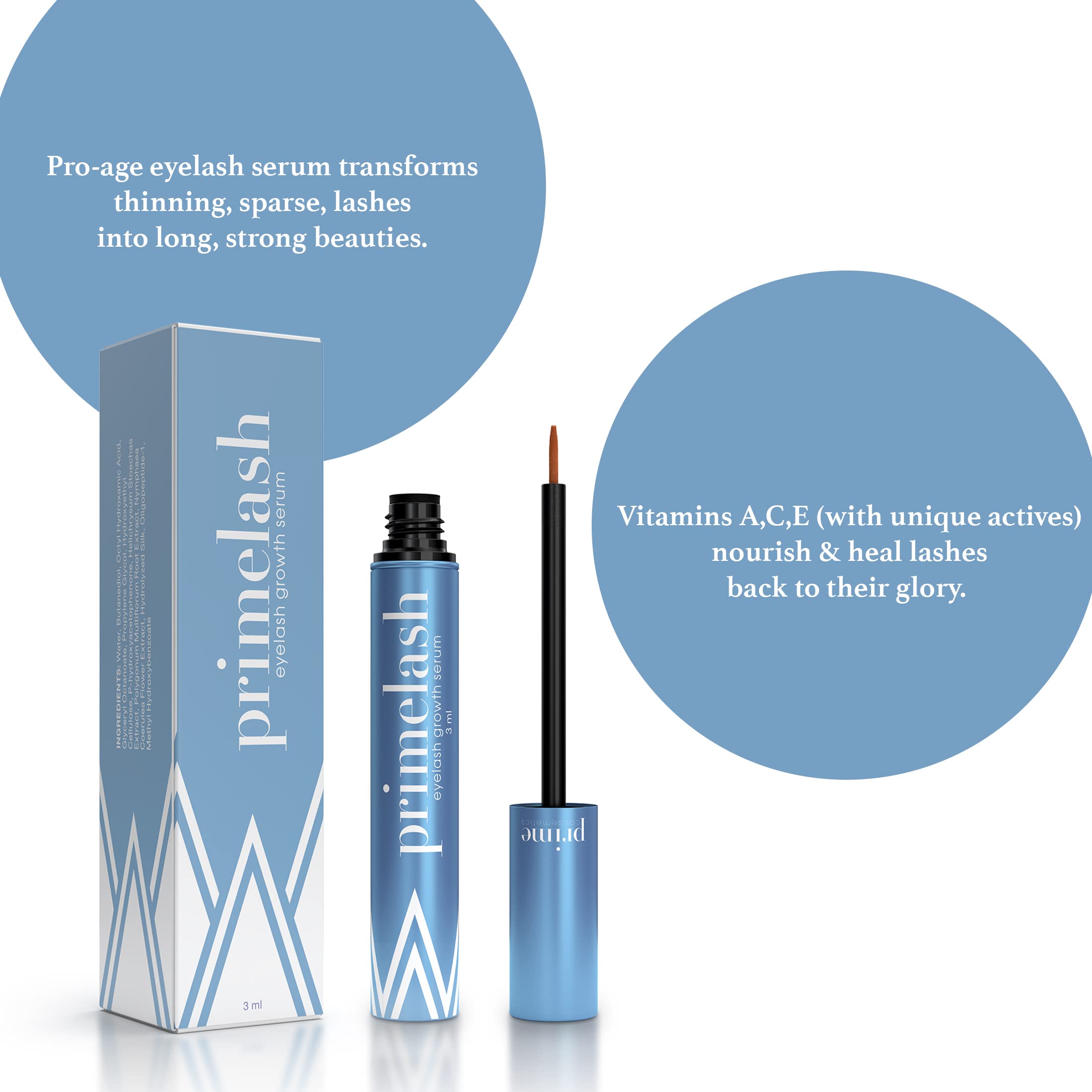 Prime Prometics PrimeLash Growth Serum for Women Over 50 β Grow More Lashes β Thick, Strong, Lifted β in 1 Swipe a Night, Vitamin Infused, For Sensitive Eyes