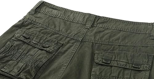 Mens Multi Pockets Cotton Cargo Pants Relaxed Fit Stretch Cargo Trousers Hiking Fishing Running Workout Sweatpants (Green,36)