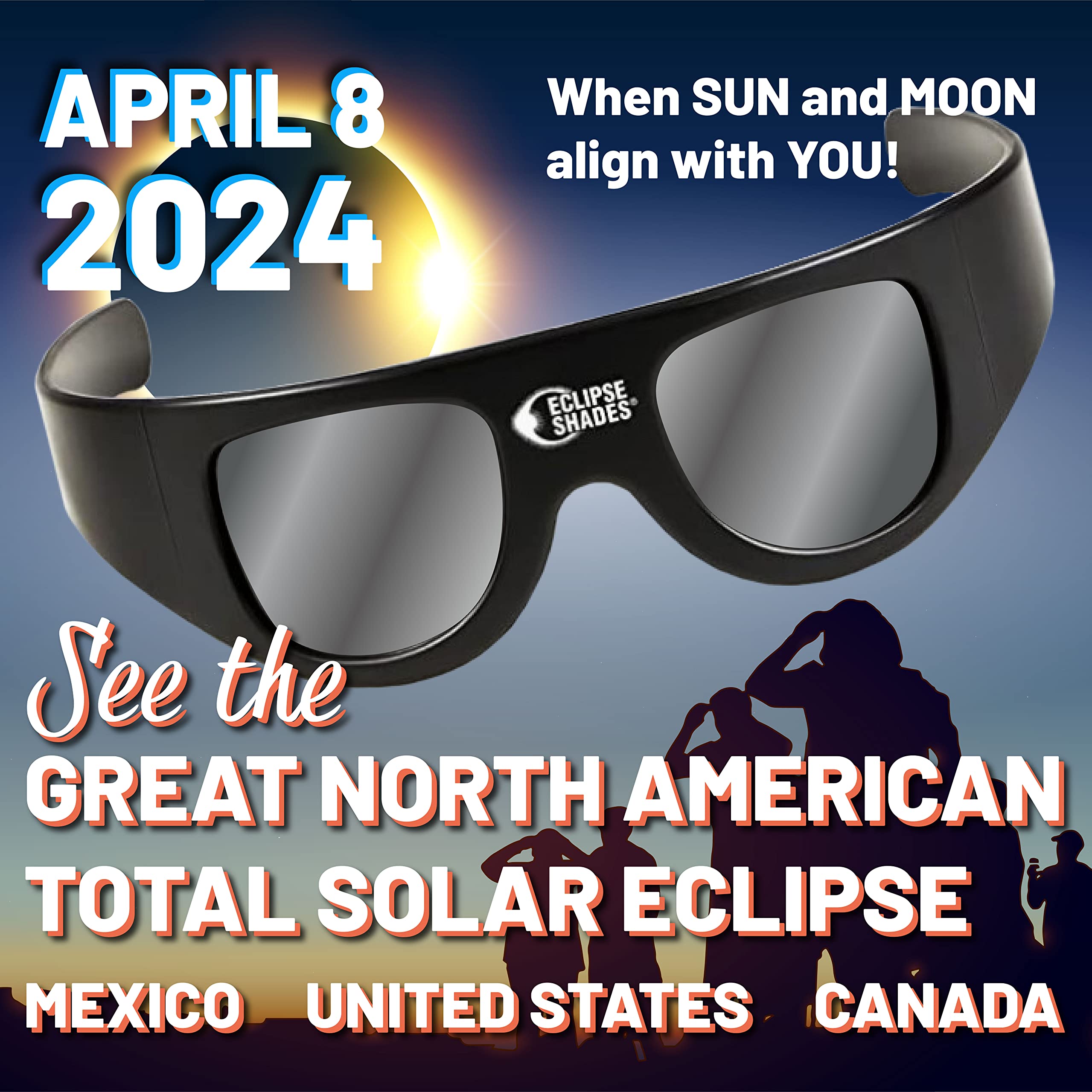 Rainbow Symphony Solar Eclipse Glasses, Wrap Around Goggle, CE & ISO Certified, Safe for Direct Sun Viewing, Made in USA, Bonus 2 Paper Eclipse Shades