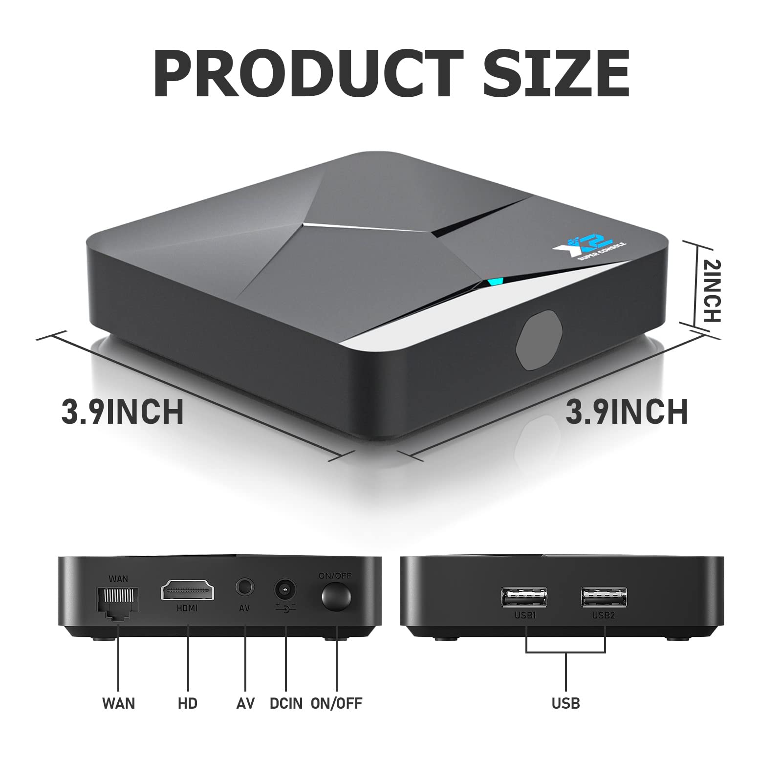 Super Console x2 Video Game Console with 100,000+Classic Games for TV Video Games, Retro Game Console with 60+Emulators,Plug& Play Gaming System EmuELEC4.5&Android TV 9.0, 2 Wireless Controllers(256G)