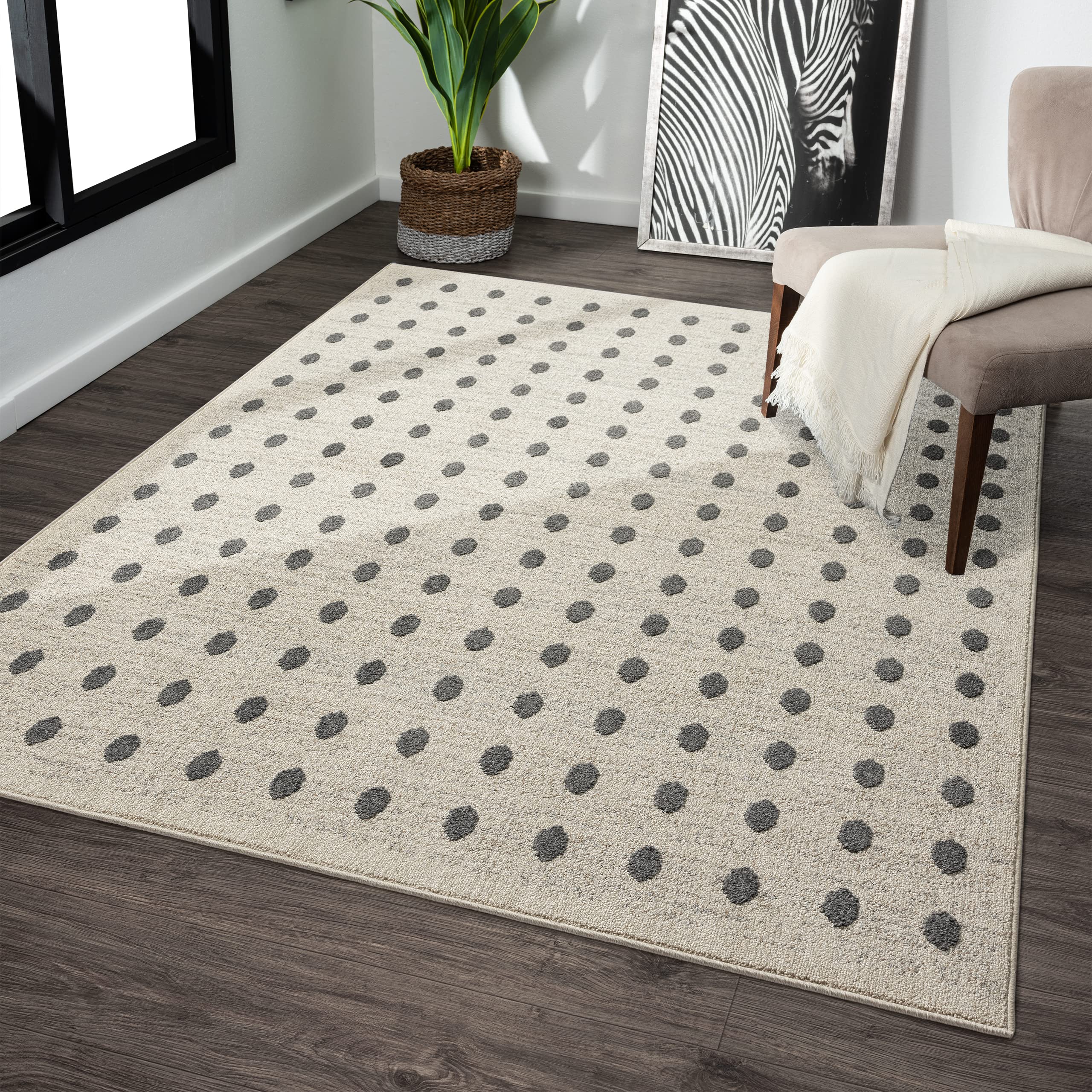 LUXE WEAVERS Modern Geometric Dots Blue 8x10 Area Rug