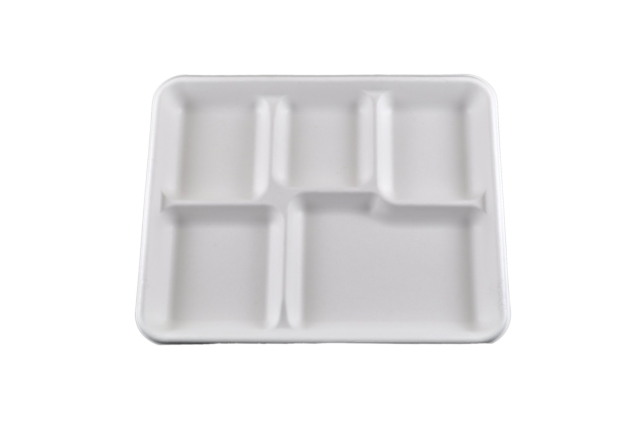 Primeware Compostable 5 Compartment Tray - 500/Cs (4 x 125)