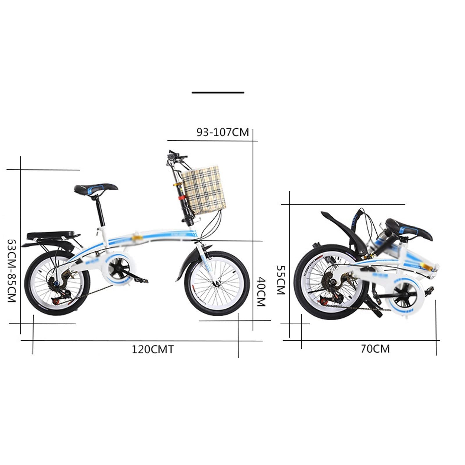 Wonzoneddzxc Electric Bicycles Folding Bike 20 inch for Double Disc Brake Portable Mini Bicycle Foldable Road Bike (Size : Small)