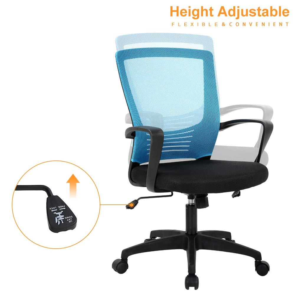 Meet perfect Office Chair, Mid Back Mesh Lumbar Support Home Office Computer Desk Chair Swivel Task Chair, Ergonomic Executive Chair on Rolling Wheels Height Adjustable for Men Women Back Pain-Grey