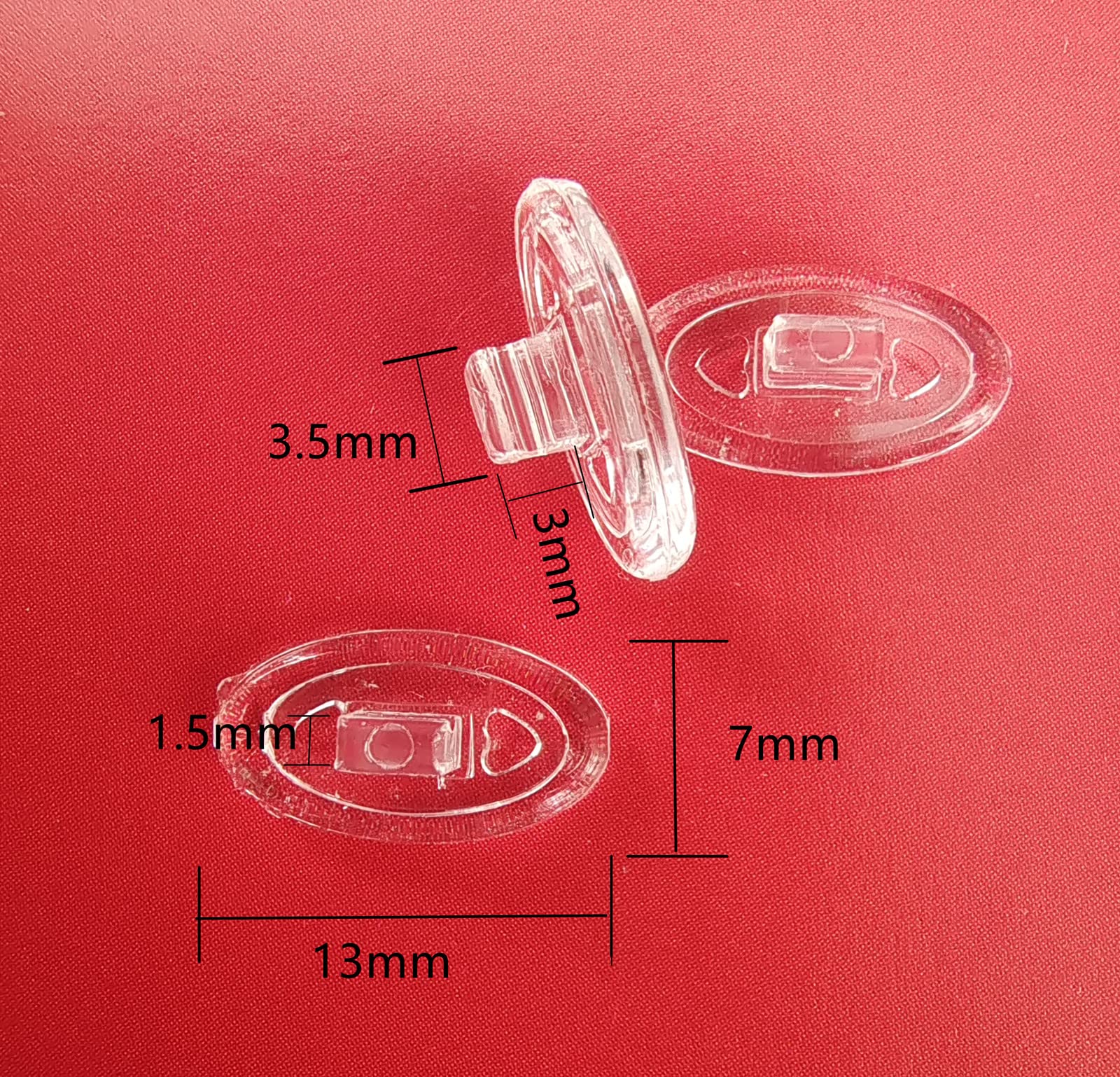 NicelyFit Clear Push-on Nose Pads for Oakley Eyeglass Frames OX5079 OX5038 OX5066 OX5088 OX3102 OX5040 OX5042 etc. (Clear - 3 Pairs)