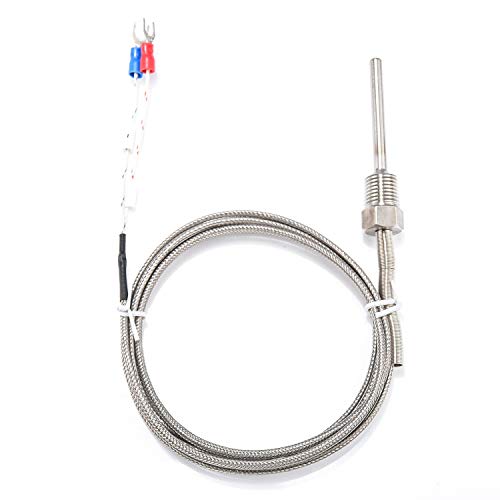 Waterproof K Type Grounded Thermocouple - Jaybva Temperature Sensor Probe for PID Temperature Controller Two Wire Stainless Steel NPT 1/4 inch Pipe Thread 0~500℃ with 2m Insulation Lead Shield Wire