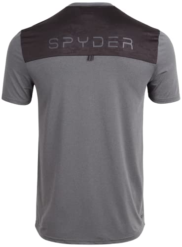 Spyder Men's Athletic T-Shirt - 2 Pack Dry Fit Short Sleeve Performance Sports Tee (S-XL), Size M, Black/Burnt Charcoal