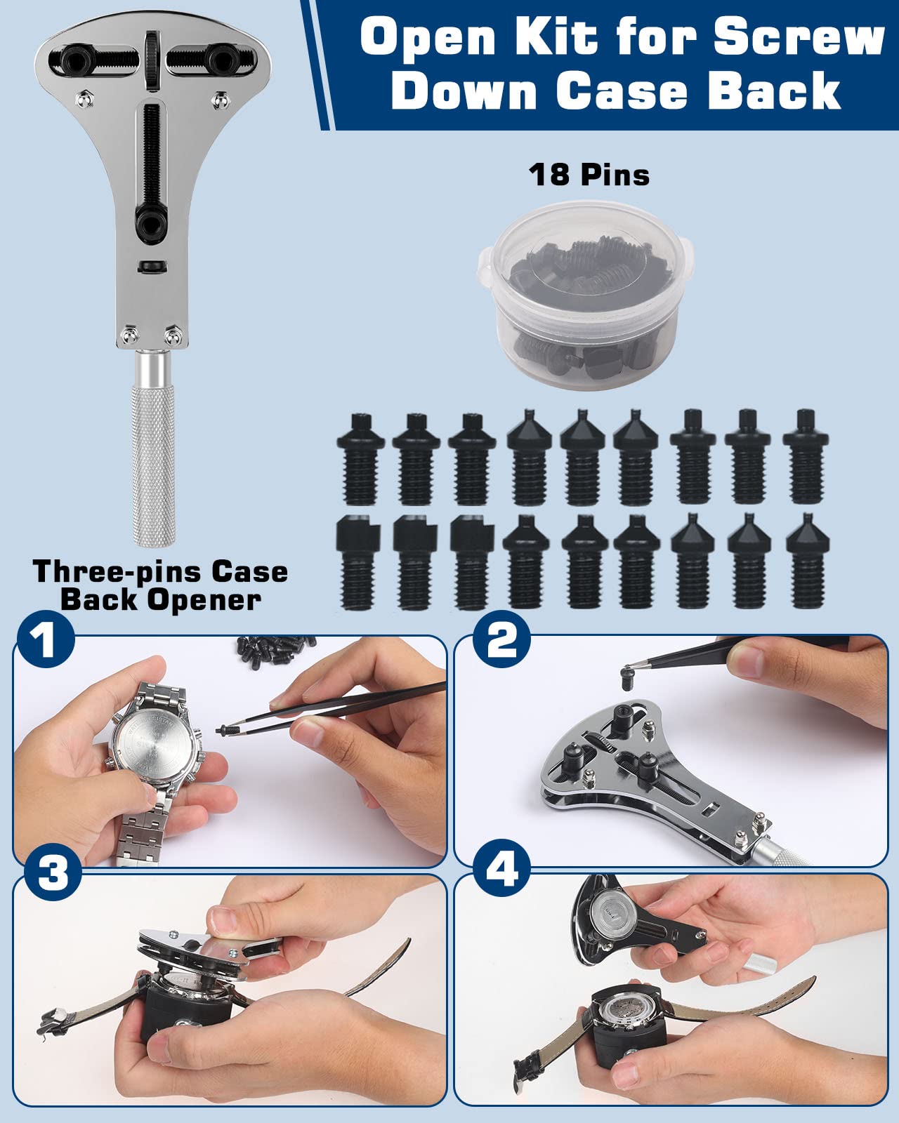 Vastar Watch Repair Kit, Watch Battery Replacement Tool Kit, Watch Link Removal Tool Kit, Watch Band Link Pin Tool Set with Carrying Case