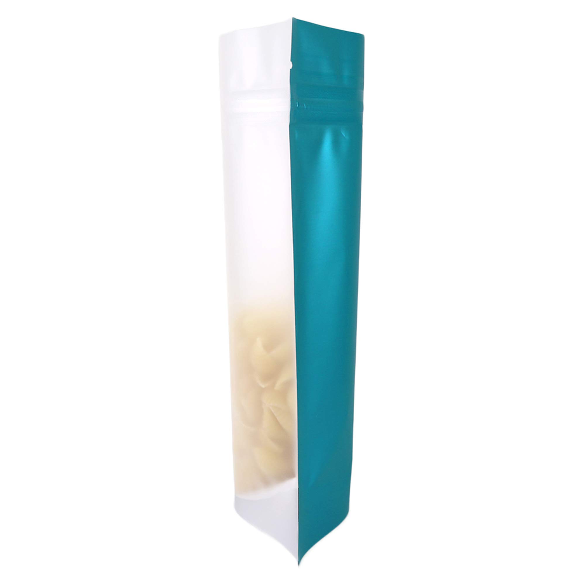 QQ Studio Single-Sided Matte Metallized Foil Stand Up Packaging Bags with Resealable for Dry Pasta Products (Frosted Front & Matte Blue, 10x15cm (3.9x5.9"))