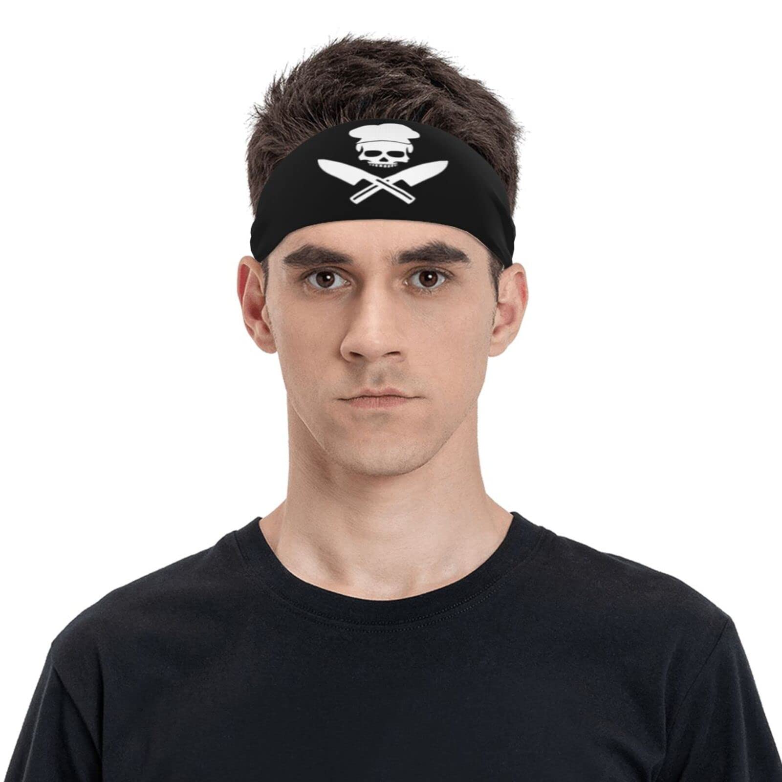 Skull-Chef Cooking Skull Running Headband for Men Outdoor Sports Workout Sweatband