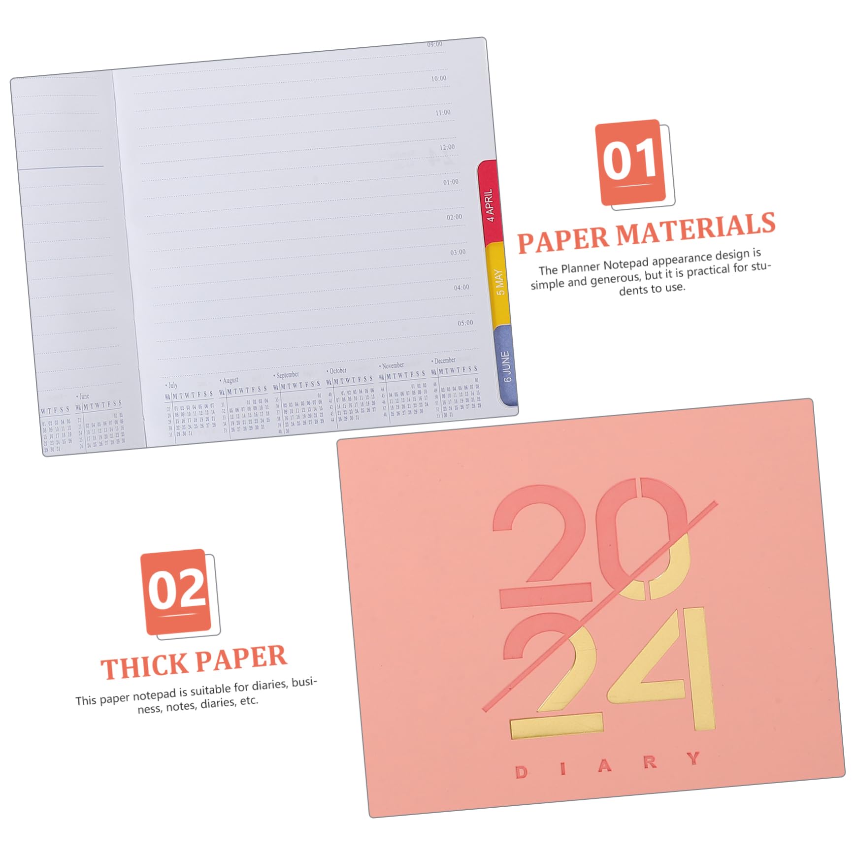 NUOBESTY 2024 Agenda Book softcover notebook planner notebook schedule recording notepad business planning notebook 2024 english notepad planning handbook office Accessories portable Paper