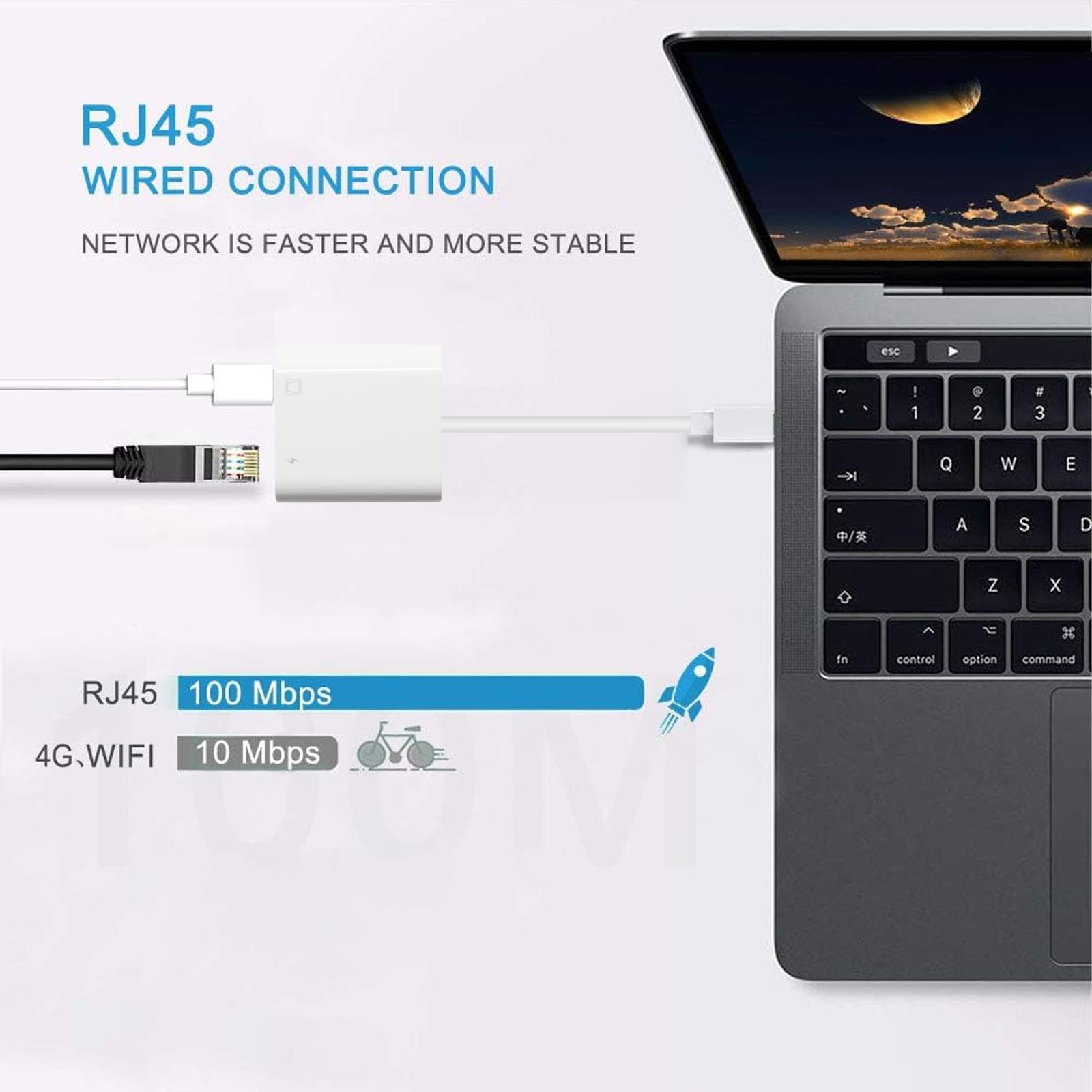 USB C USB A to Ethernet Adapter, Aluminum Portable USB-A USB C Adapter USB to RJ45 LAN 100M Network Adapter, 10/100Mbps Ethernet Speeds Compatible for MacBook Pro 2015, MacBook Air 2017, and More