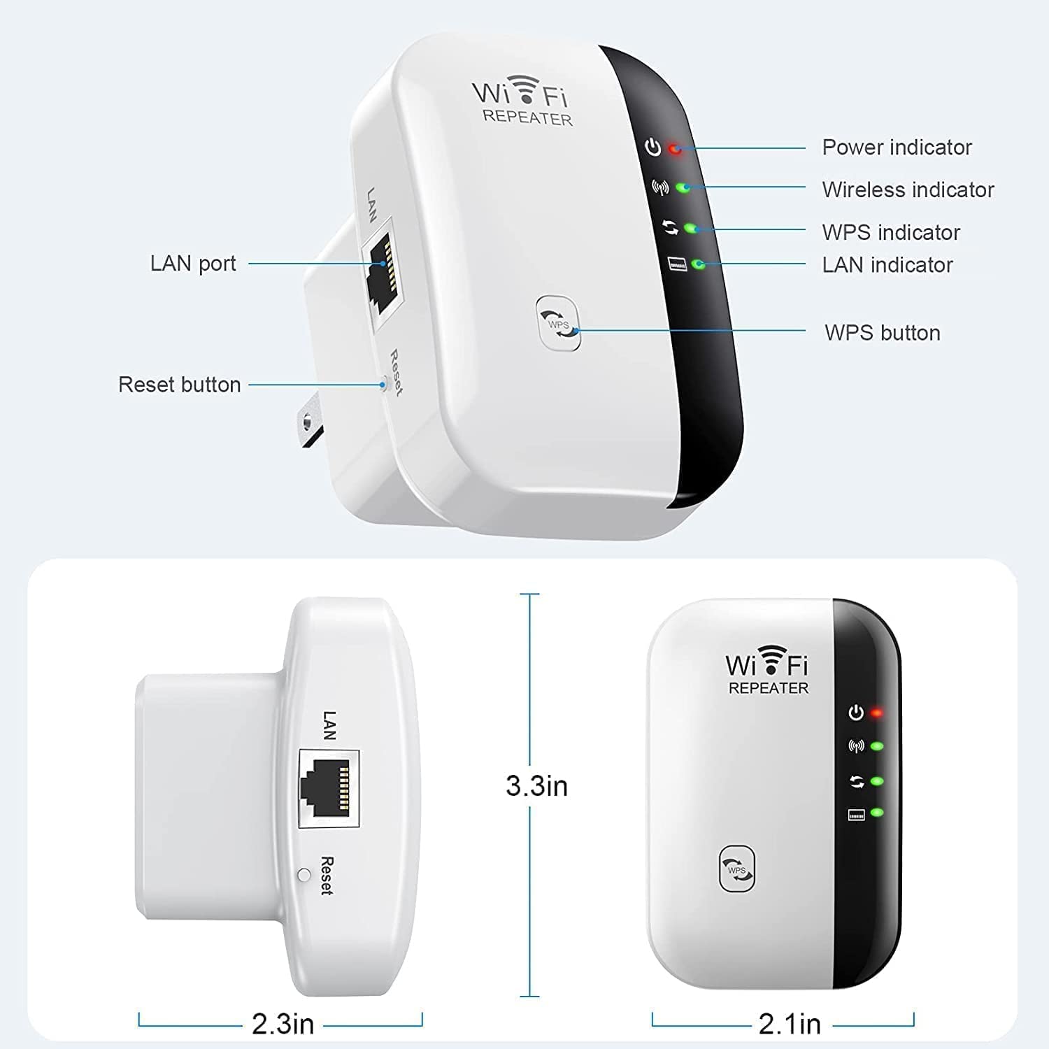 WiFi Extender Signal Booster Up to 2640sq.ft and 25 Devices, Wireless Internet Repeater, WiFi Range Extender, Long Range Amplifier with Ethernet Port, 1-Tap Setup, Access Point, Alexa Compatible