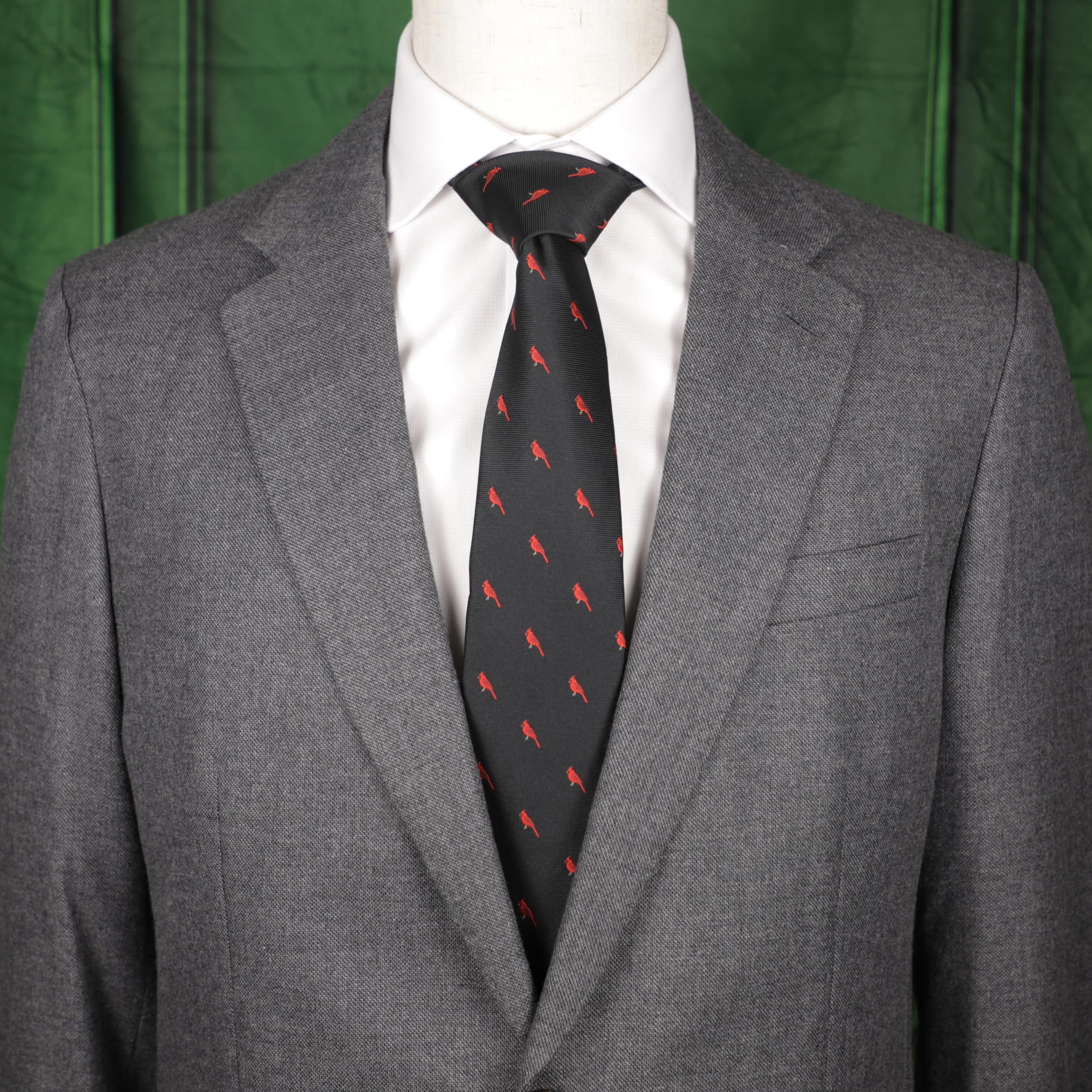 MENDEPOT Red Birds Pattern Necktie With Gift Box Northern Cardinal Pattern Tie