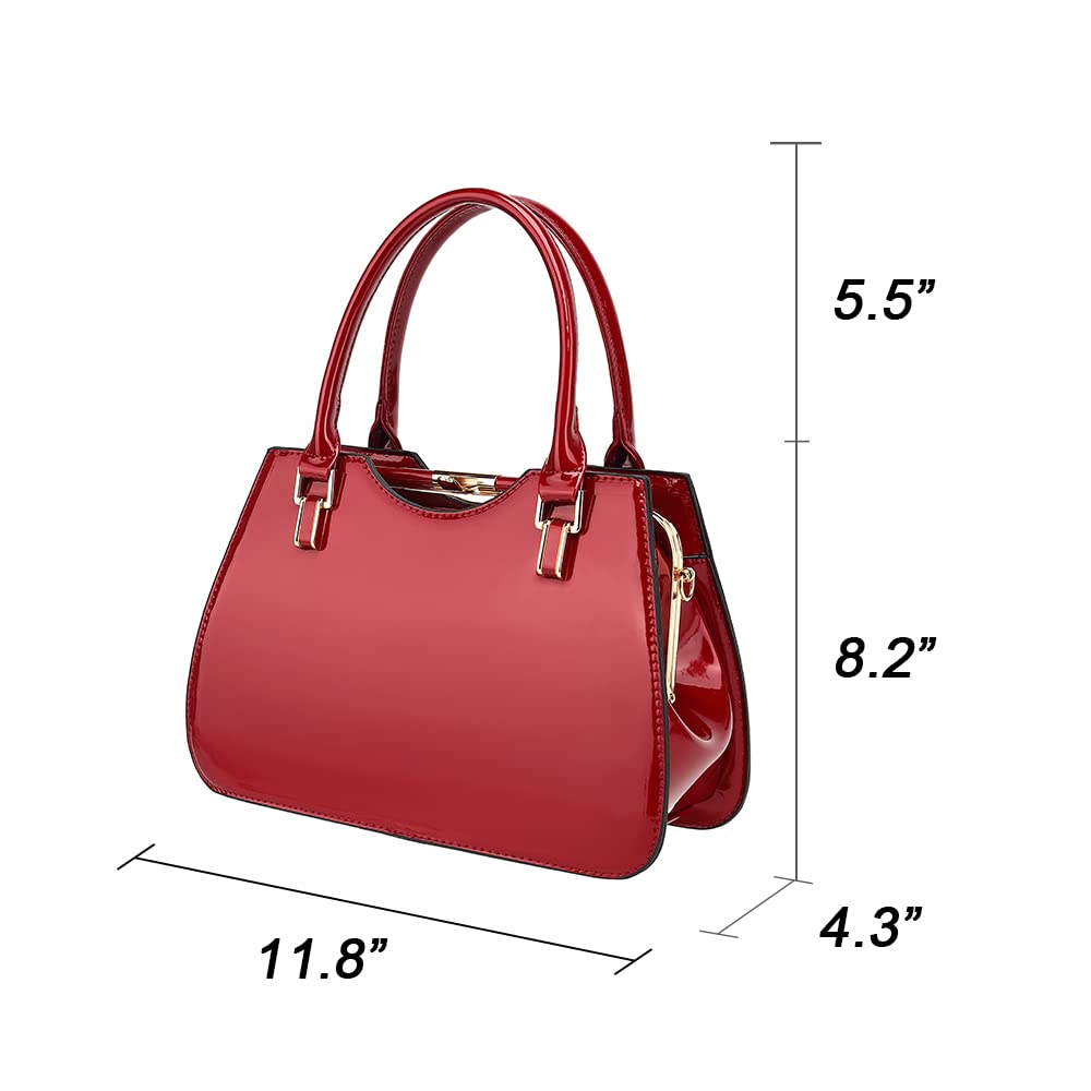 Style Strategy red purses patent leather Satchel handbags for women Top Handle with push button Shoulder bags crossbody for women