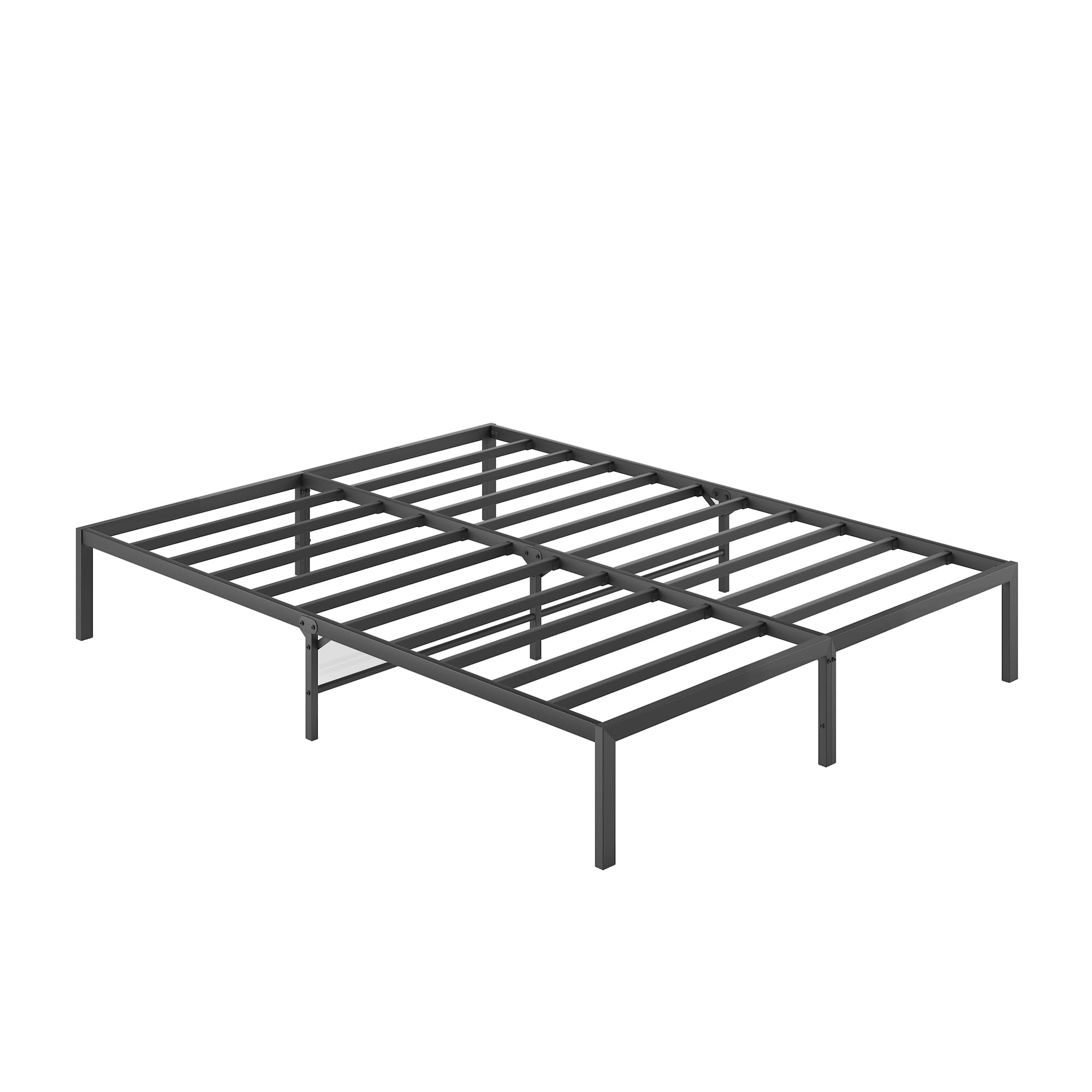 MegaChunk Full Size Metal Platform Bed Frame, Sturdy Structure with Minimalist Styling, No Box Spring Needed, Wave Shaped Headboard, No-Noise Design, Black