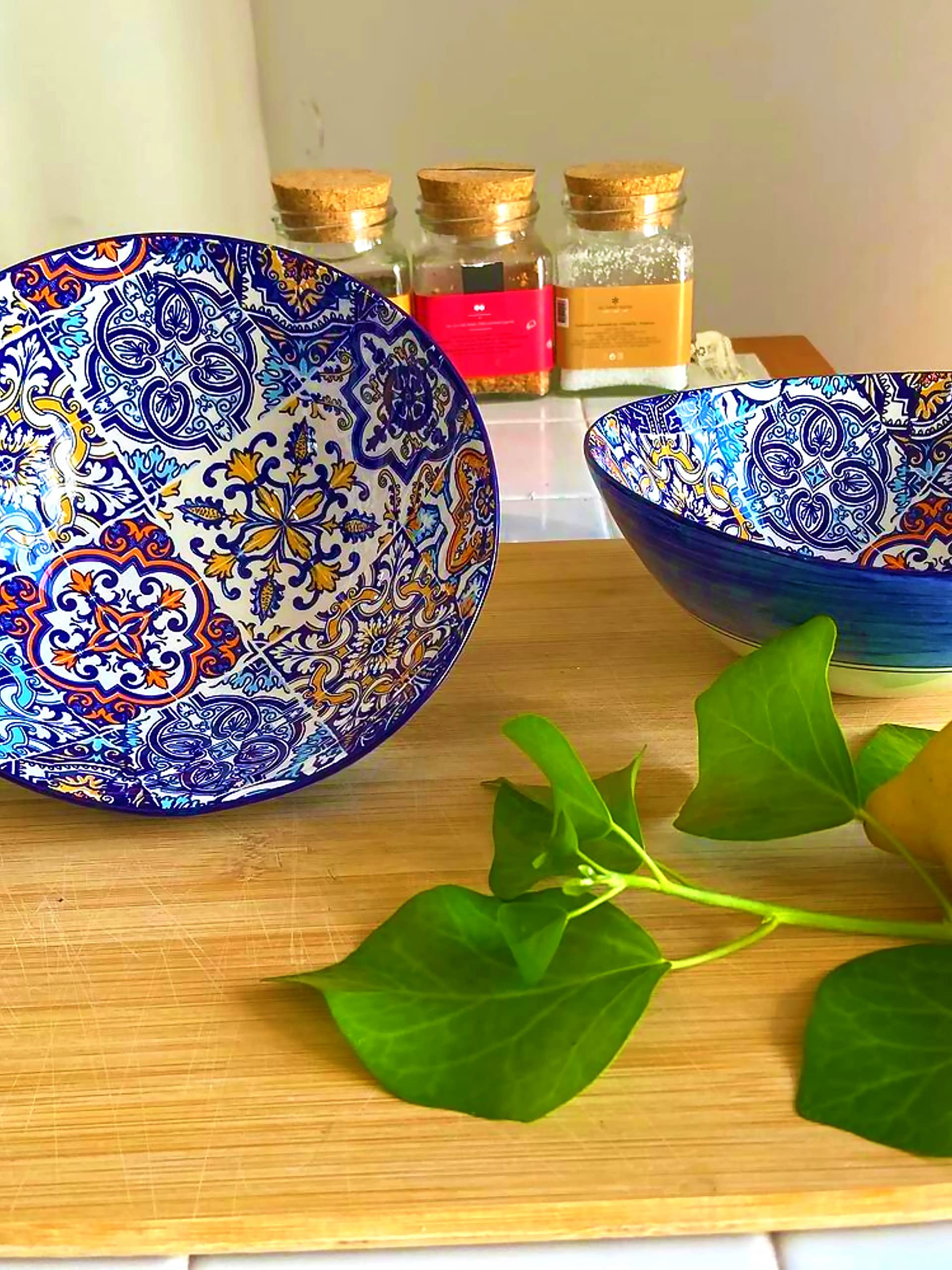 Portuguese Pottery Alcobaça Ceramic Side Dish Serving Bowl - Set of 2