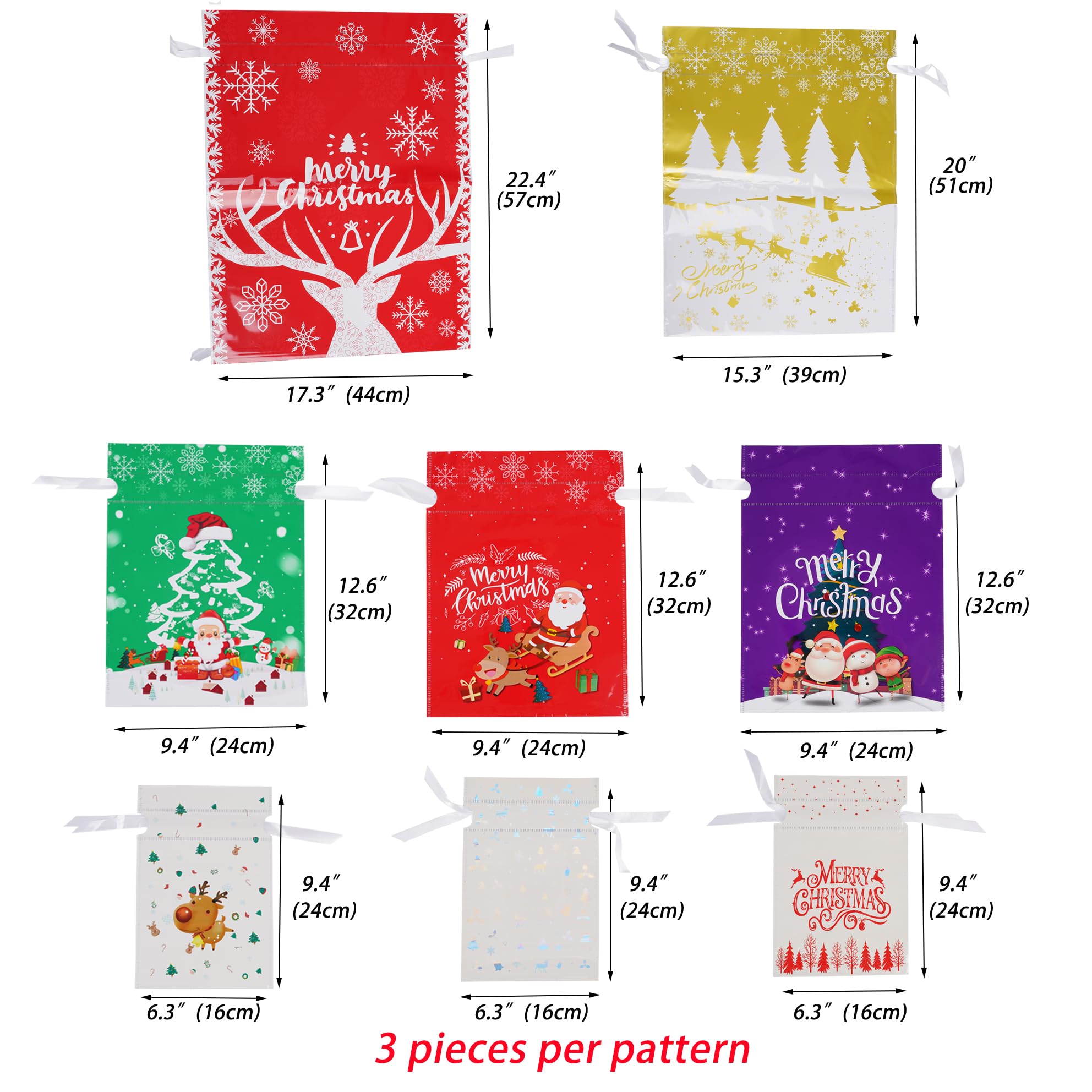 Lyforpyton 12 Pack 9.8" Medium Christmas Gift Bags With Tissue Paper