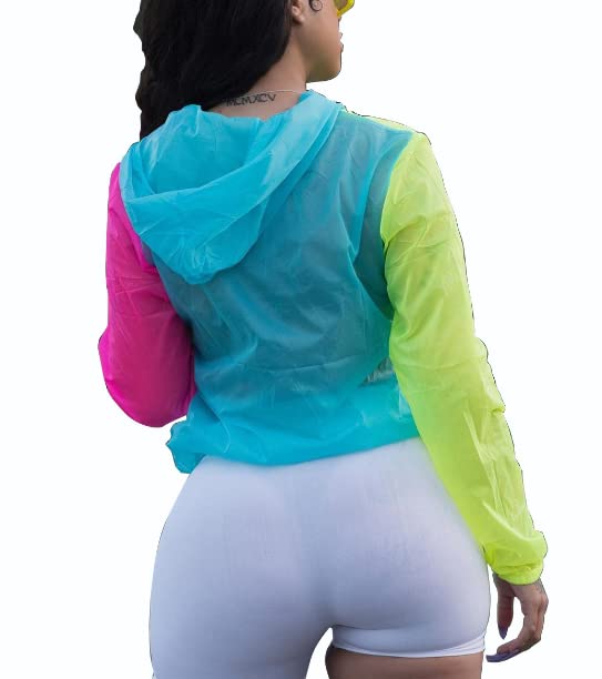 SUPERPINCHAQ Women’s crop windbreaker jacket, Sun protection Tracksuit Windbreaker Pullover Jacket Crop Zip Up Color Block(Blue,L)