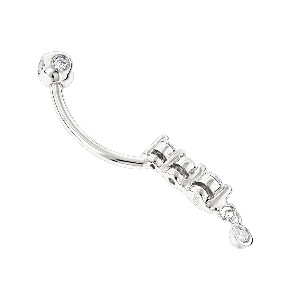 Luxurman Ladies 14k Upscale Body Jewelry Piece Natural 0.4 Ctw Diamond Belly Ring For Her (White Gold)