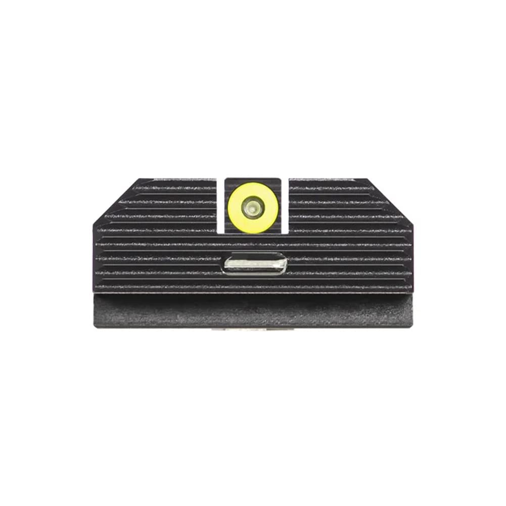 Night Fision Costa Ludus Night Sight Set Compatible with Glock 17/19/22-28/31-35/37-41/45/48 - Yellow Front Ring, Rear Sight with Horizontal Tritium Bar