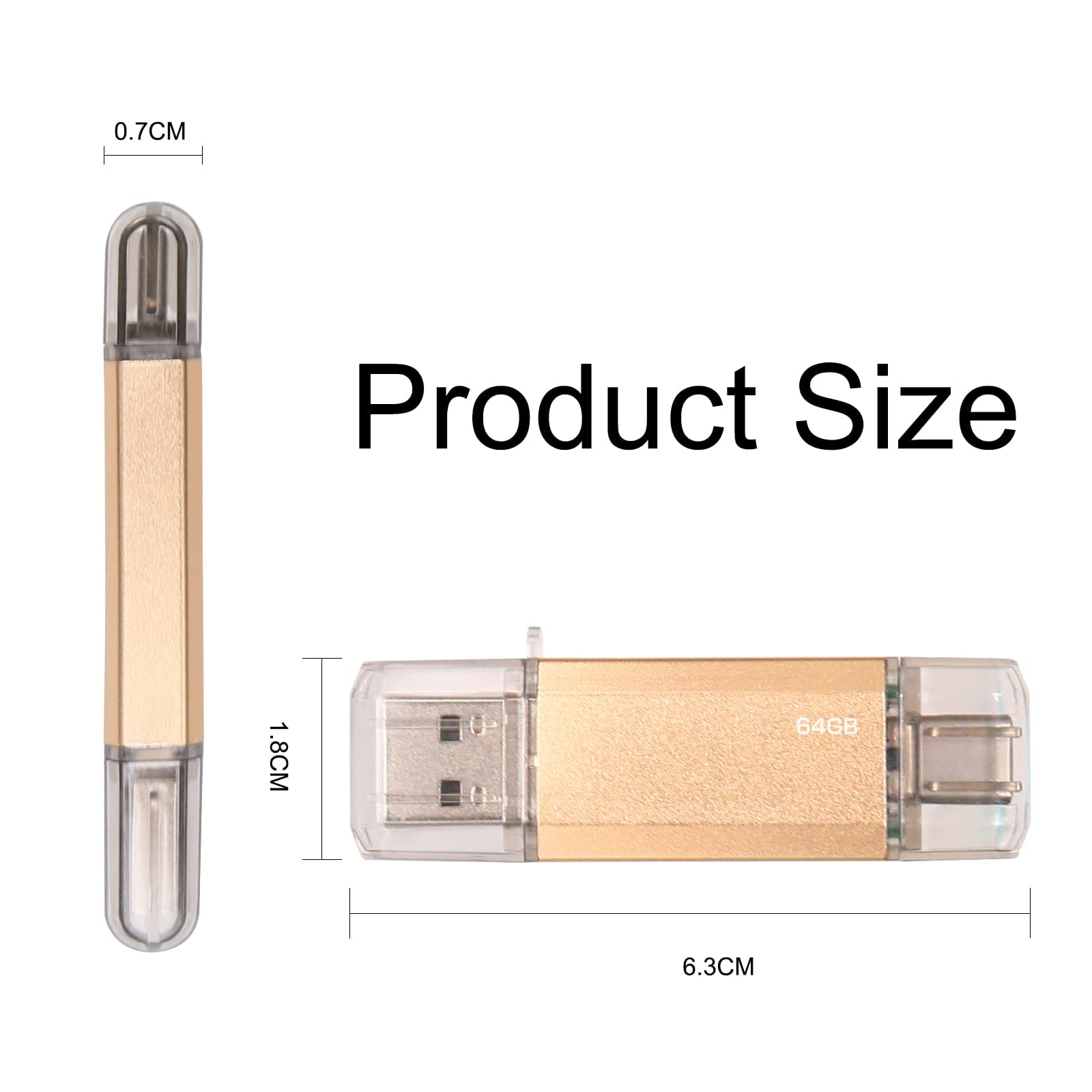 USB Drive Type C 64GB, 2 in 1 USB 2.0 Flash Drive, Ersynke 64GB USB Thumb Drive for PC/Tablet/Laptop/Compatible with Xiaomi/Oneplus/Huawei etc. Smartphones with Type C