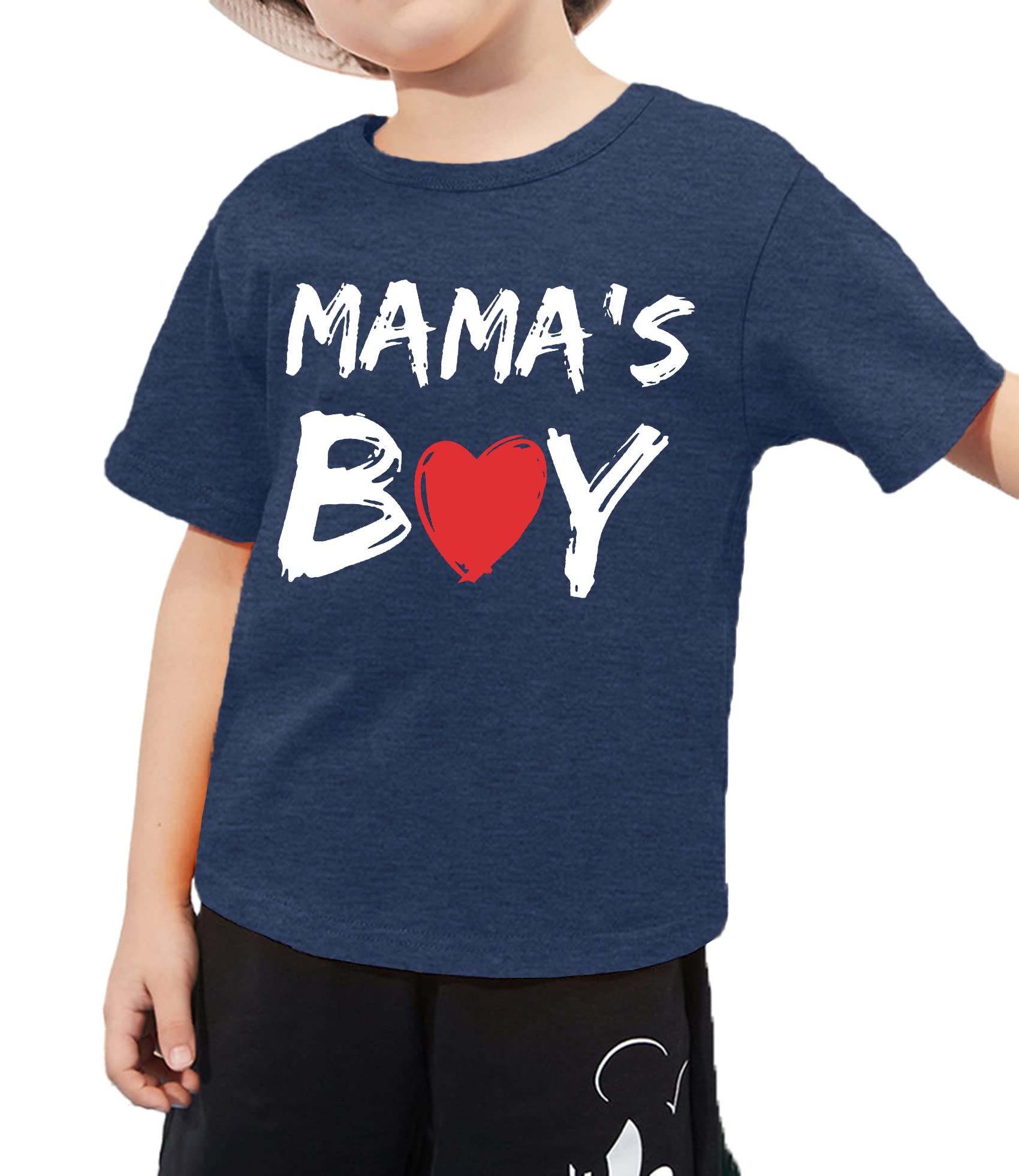 Valentine's Day Mom's Boy Todder Kids Shirt Cute Love Heart Print Short Sleeve Graphic Tees Tops