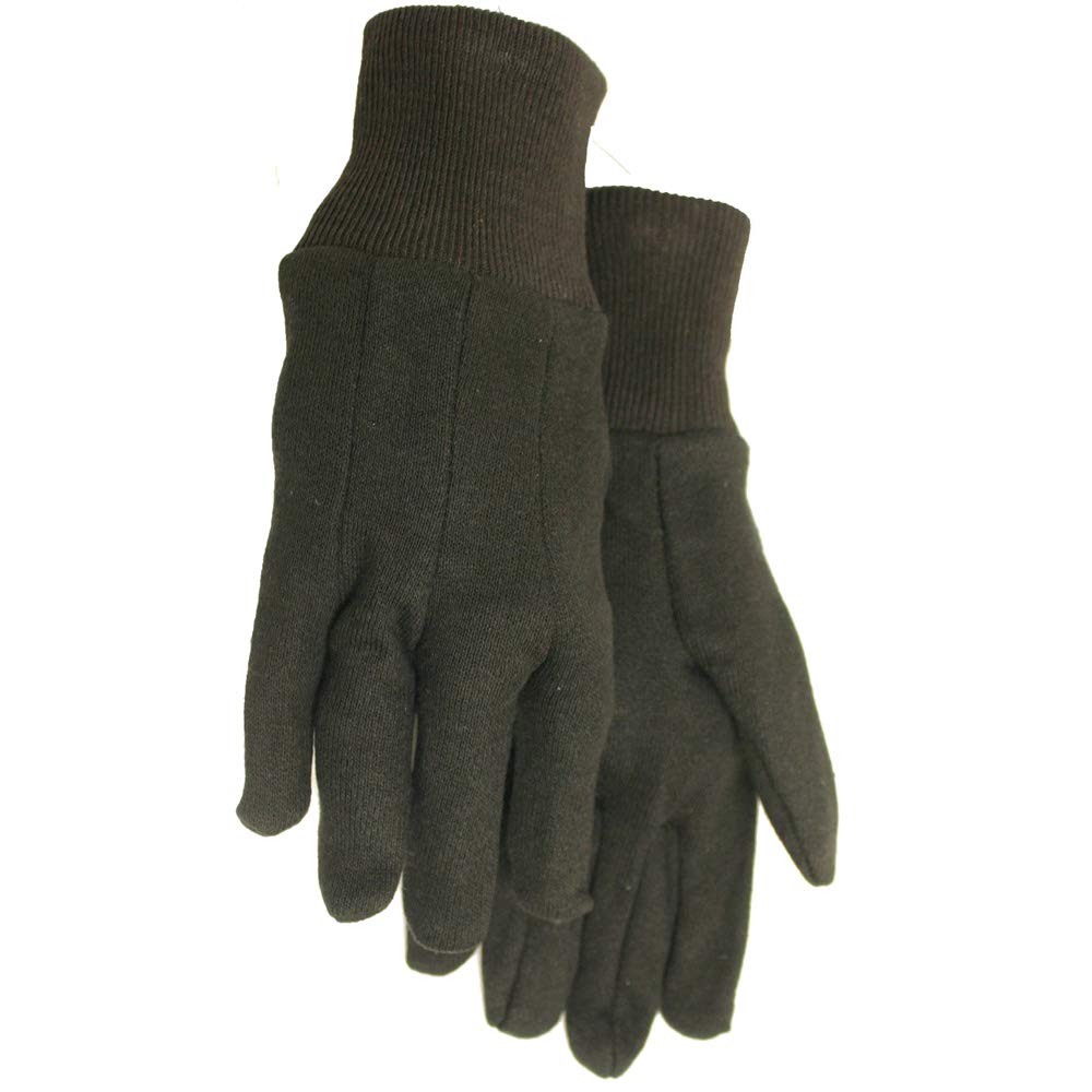Midwest Gloves & Gear Adult Jersey Gloves, Brown, Large Pack of 12 US