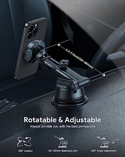 OMOTON for MagSafe Car Mount, O-Mag DriveSafe Magnetic Phone Holder for Car, Cell Phone Mount for Dashboard Windshield Vent, Fit for iPhone 15 14 13 12 Series Magsafe Cases