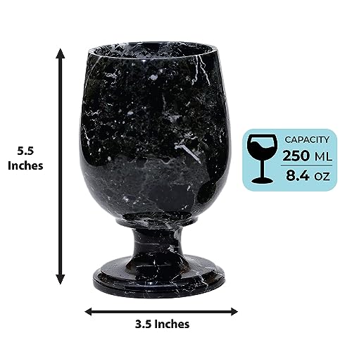 Radicaln Marble Wine Glasses Set of 2 Black 5.5 x 3.5 Inches 8.4 oz Handmade Wine Glass Set - Marble Stone Champagne Glasses - Suitable for Small Gathering & Home Décor