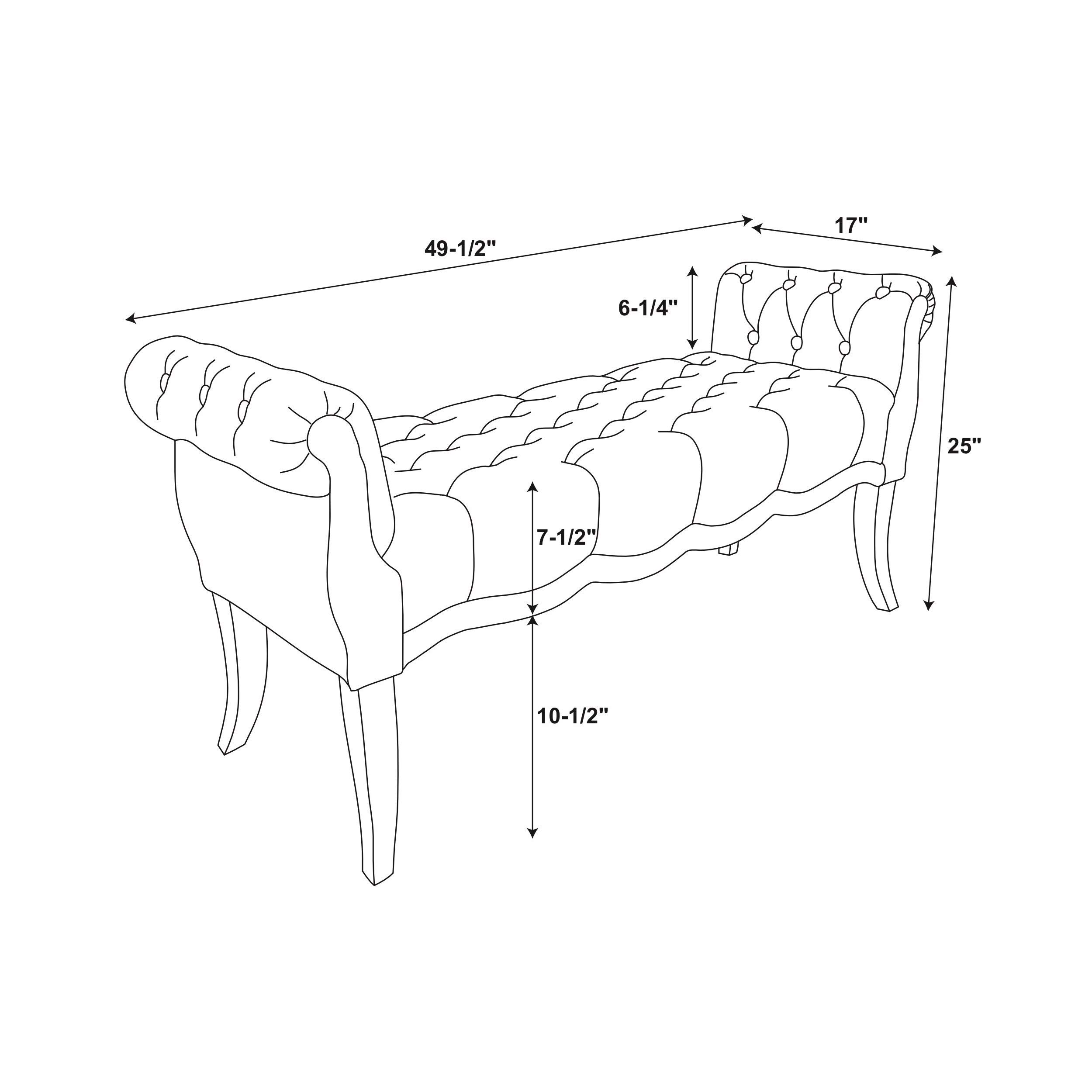 Linon Mason Charcoal Rolled Arm Bench