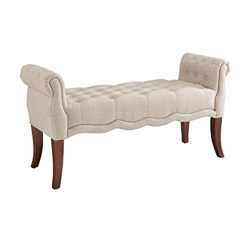 Linon Mason Natural Rolled Arm Bench