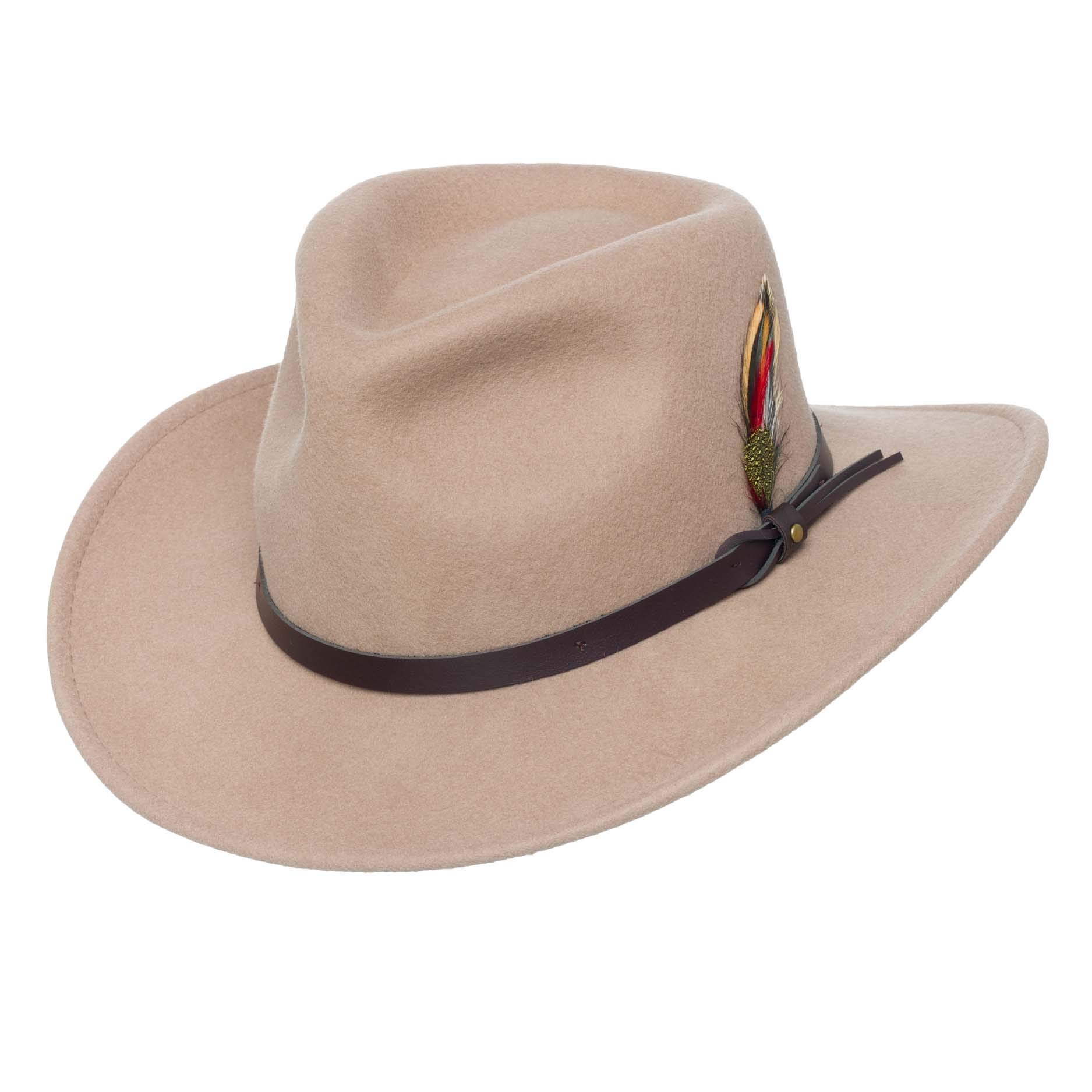 Mens+Outback+Wool+Cowboy+Hat+Montana+Putty+Crushable+Western+Felt+By+Silver+Canyon