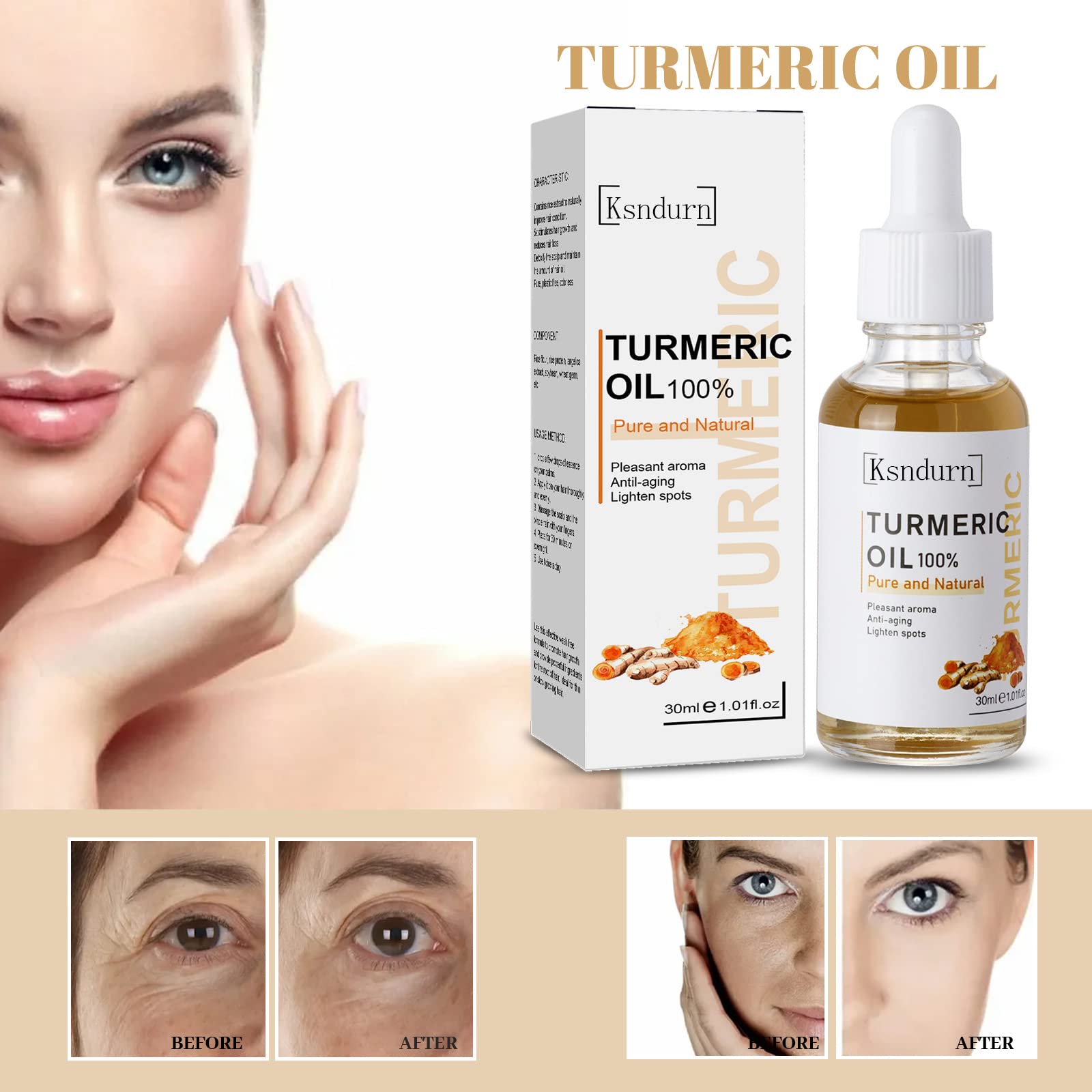 Turmeric Dark Spot Corrector Serum, Ksndurn 2PCS Turmeric Repair Face Serum - kin Care Moisturizing Repair Serum