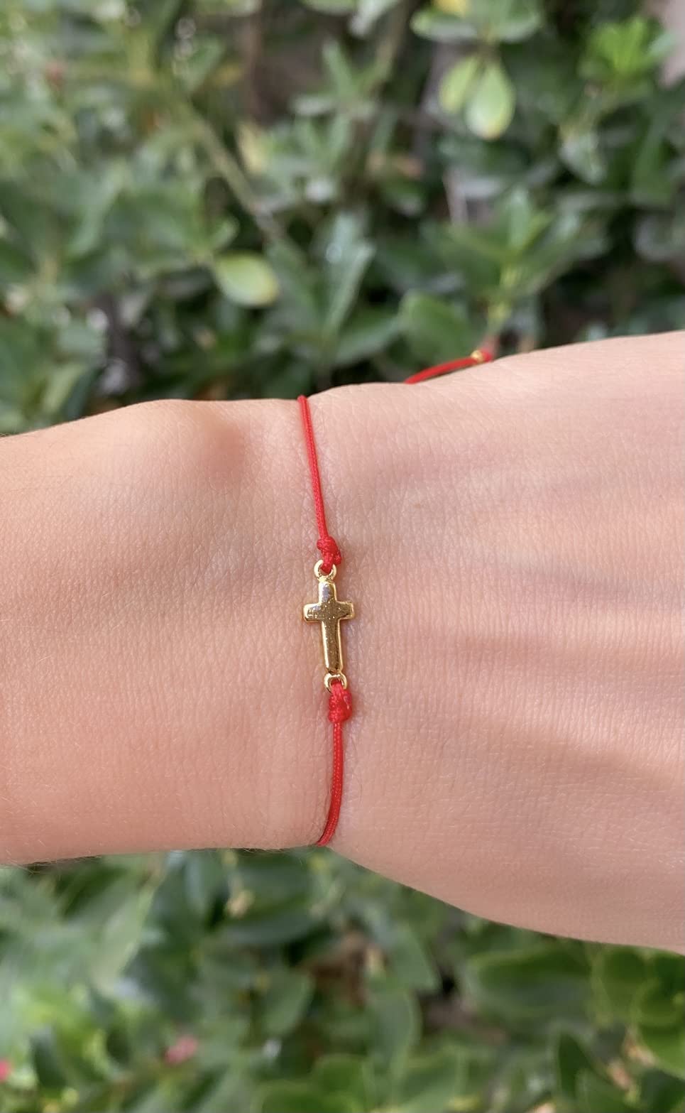 Live Gems | 14K Gold Filled Sideways Cross Red String Bracelet, Red String Cross Charm Bracelet, Summer Jewelry Gift for Her, Birthday Jewelry
