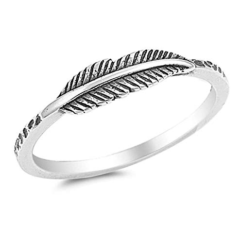 P4 Creation Oxidized Leaf New Designs Feather Ring Silver Band For Women's, Girls and Teen Girls Best Gift