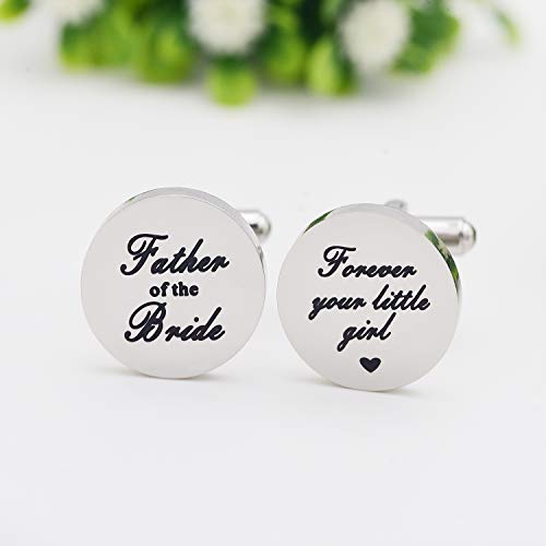 Melix Home Father of The Bride, Forever Your Little Girl Stainless Steel Cuff Links Gift for Dad from Daughter (Grey)