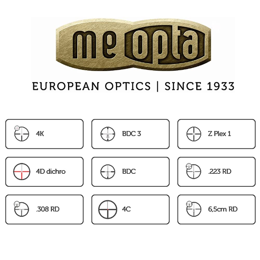 Meopta 653661 Optika6 4.5-27x50 30 mm SFP Second Focal Plane Hunting Scope, BDC, Black