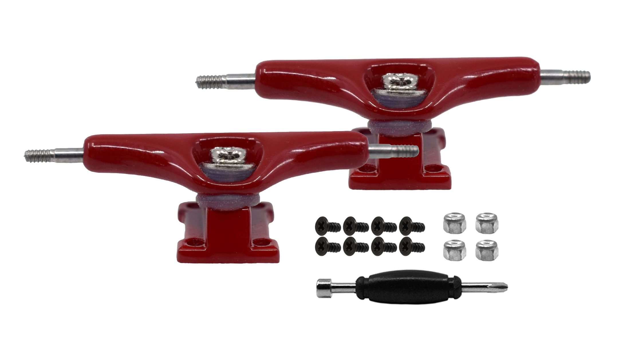 Teak Tuning Prodigy Swerve Fingerboard Trucks, Red Colorway - 32mm Wide - Inverted Kingpin - Professional Shape, Appearance & Components