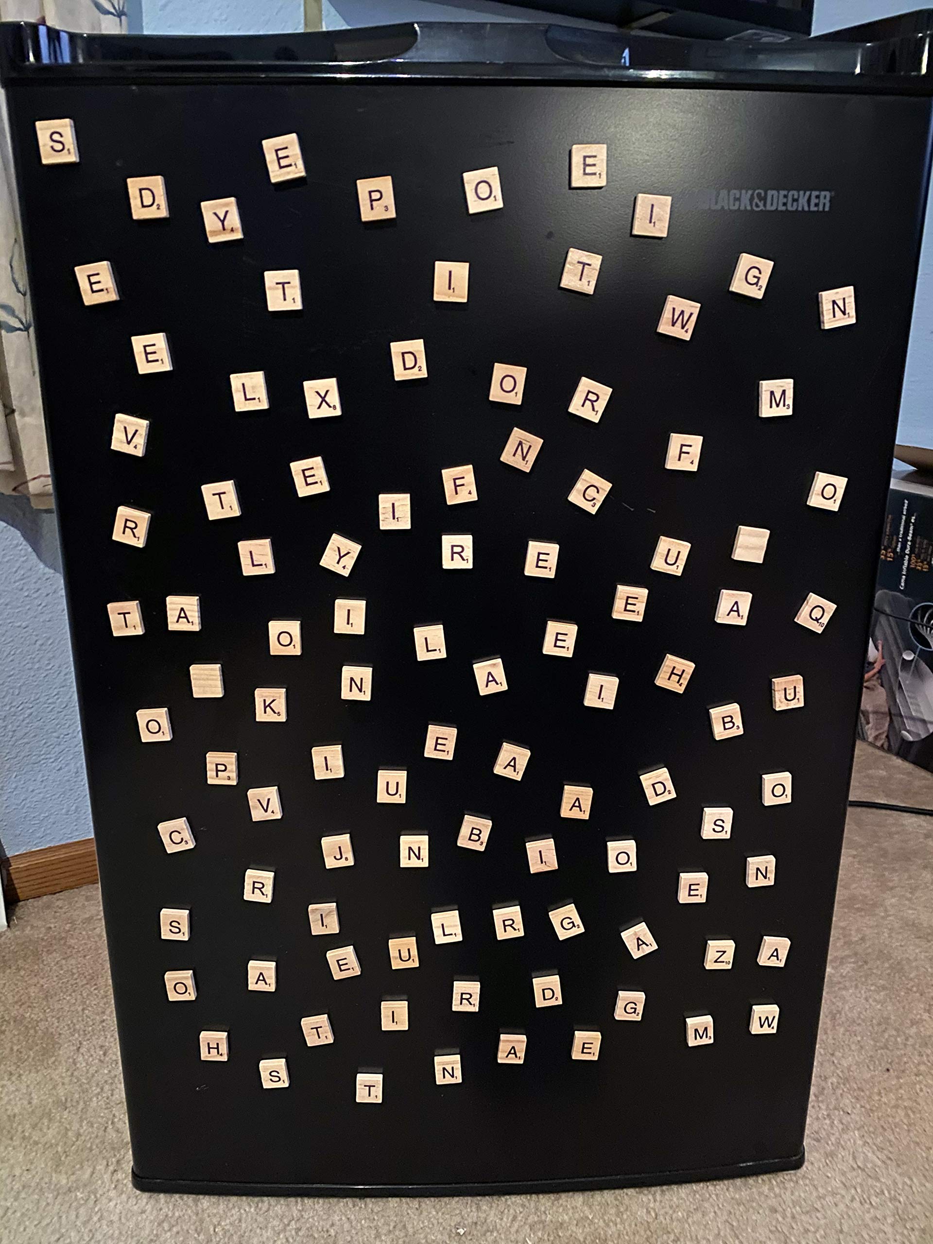 Mighty Hammer Original Magnetic Scrabble Tiles A-Z Educational Letters That Stick to Most Metal Surfaces. 100 Wooden Tiles - Full Scrabble Game. Learn and Play
