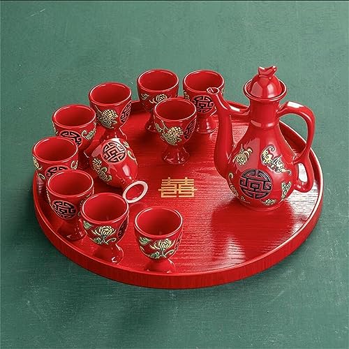 MMLLZEL Wedding Supplies Gift Chinese Ceramic Red Wine Set Wedding Cross Glass Wine Wine Glass Wine Pot