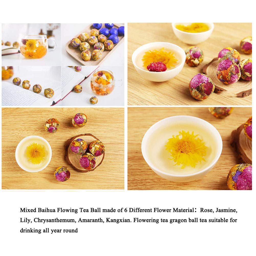 Natural Herbal Flowinging Tea Gift Box Organic Blooming Flower Tea Balls Kit Handmade Press Art Teas Ball- 10 Mixed Flowering Tea Single Pack