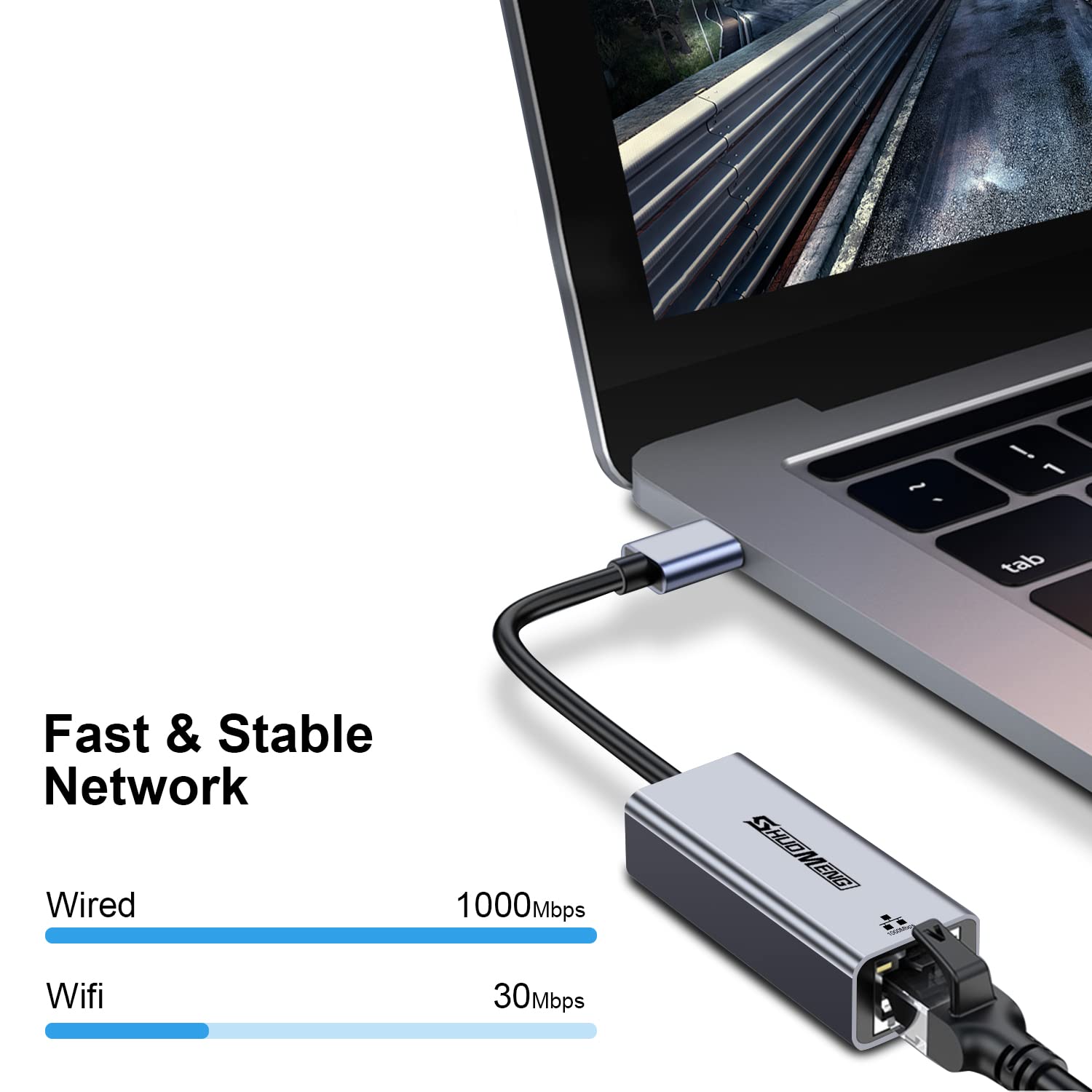 USB to Ethernet Adapter, USB 3.0 to 10/100/1000 Gigabit Ethernet USB LAN Network, RJ45 Internet, WiFi Adapter for Laptop Nintendo Switch, Windows, Surface, Apple MacBook, Mac/Linux Ethernet Adapter