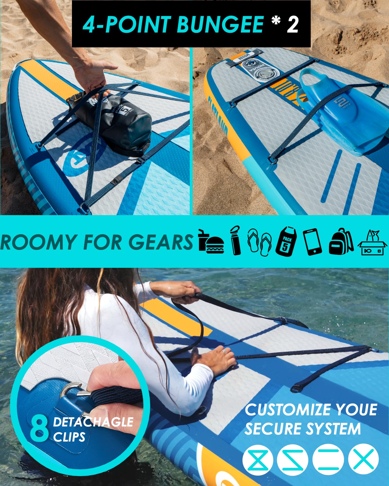 MOUSA 11'×34" Extra Wide Inflatable Stand Up Paddle Board, Stable Ultra Wide SUP for 2 People/Family w/Shoulder Strap, 1600D Backpack, All-Round Sup Board w/Floatable Paddle, US Central Fin