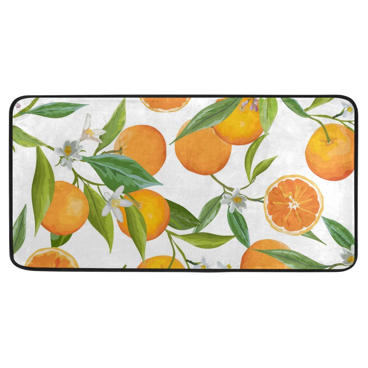 Orange Fruits Flowers Kitchen Mat Rugs Cushioned Chef Soft Non-Slip Floor Mats Washable Doormat Bathroom Runner Area Rug Carpet