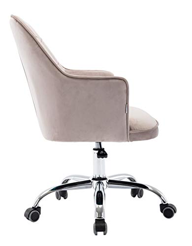 Office Chair, Height Adjustable Retro Swivel Rolling Wheels Leisure Computer Chair with Metal Base, Vanity Chair, Accent Chair for Home Office (Beige)