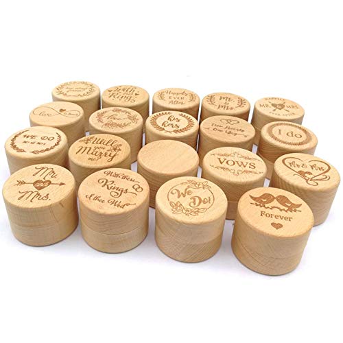 ZZYINH AN207 Personalized Engraving Rustic Wedding Wooden Ring Box Jewelry Trinket Storage Container Holder Custom Will You Marry Me Rings Small Jewelry