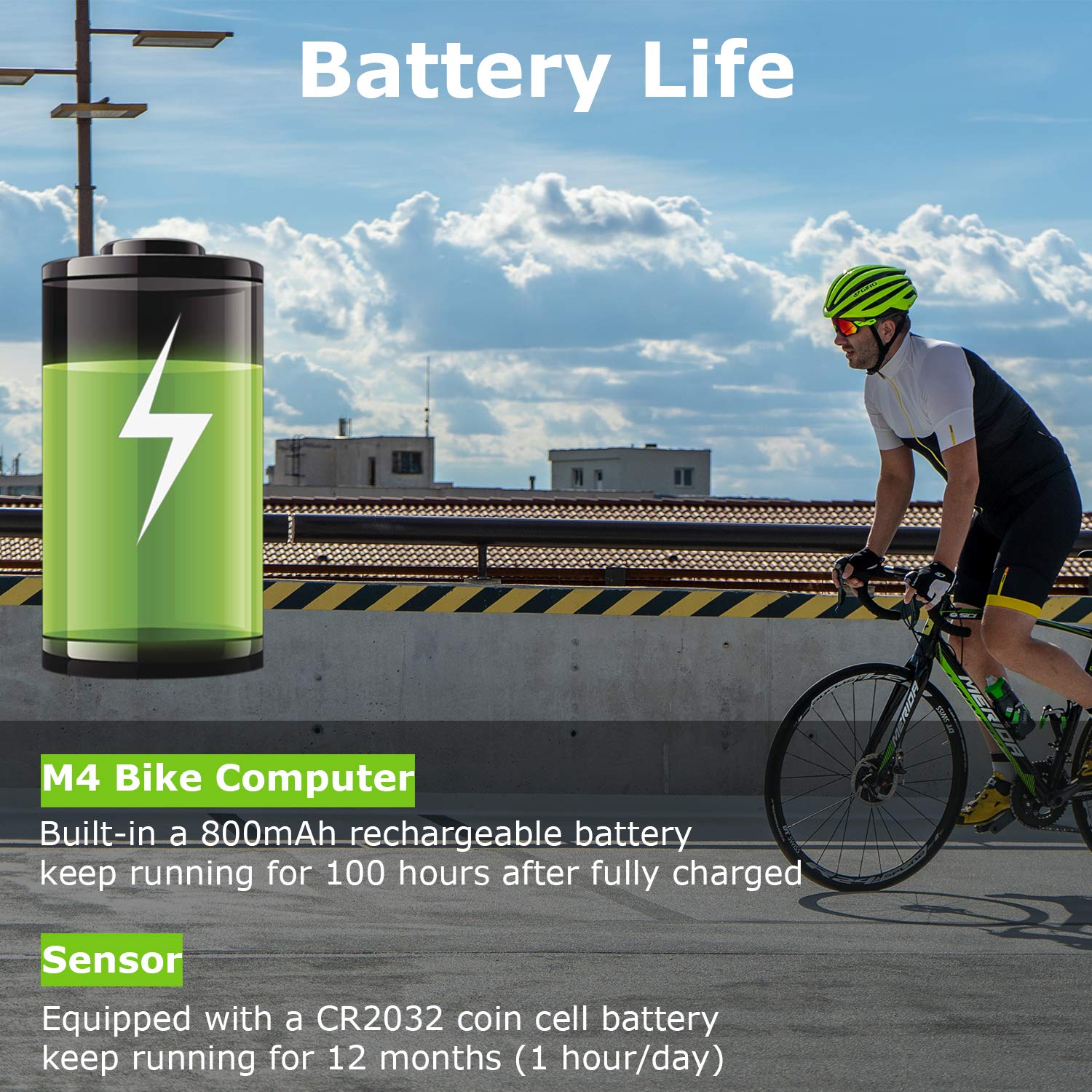 MEILAN M4 Wireless Bike Computer, ANT+ BLE4.0 Bicycle Speedometer and Odometer with Cadence/Speed Sensor, Waterproof Cycling Computer with 2.5 inch LCD Backlight Display for Indoor/Outdoor Cycling