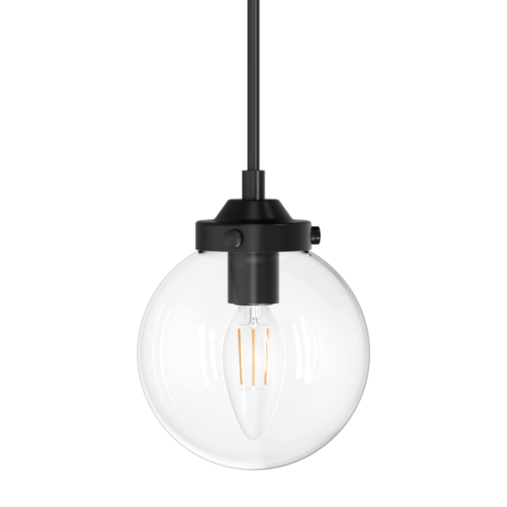 Ralbay 2 Pack Black Globe Pendant Lights for Kitchen Island,Industrial Black Globe Pendant Light with Clear Globe Glass,Mini Island Lights for Kitchen,Farmhouse Pendant Light,Bulb Excluded,Black