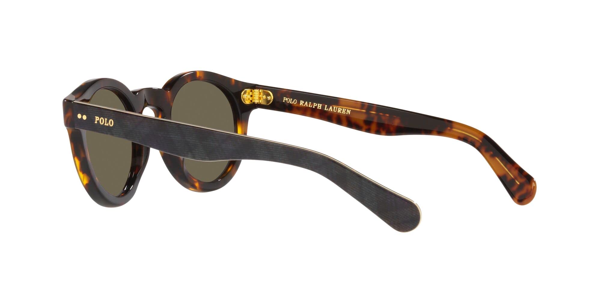 POLO RALPH LAUREN Mens PH4165 Round Sunglasses, Shiny Antique Tortoise/Brown, 46 mm